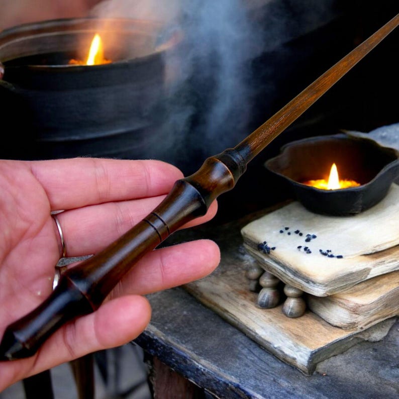 Wizard's Wand, Made of Beech Wood and Boxwood Handle, Handmade, Stained ...