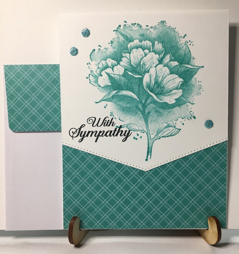 Handmade “with Sympathy” Teal Flower Card - Etsy