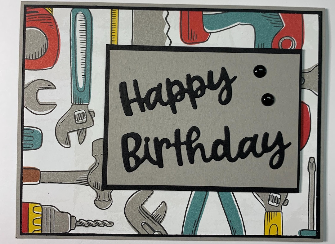 Handmade "happy Birthday" Tool Card - Etsy