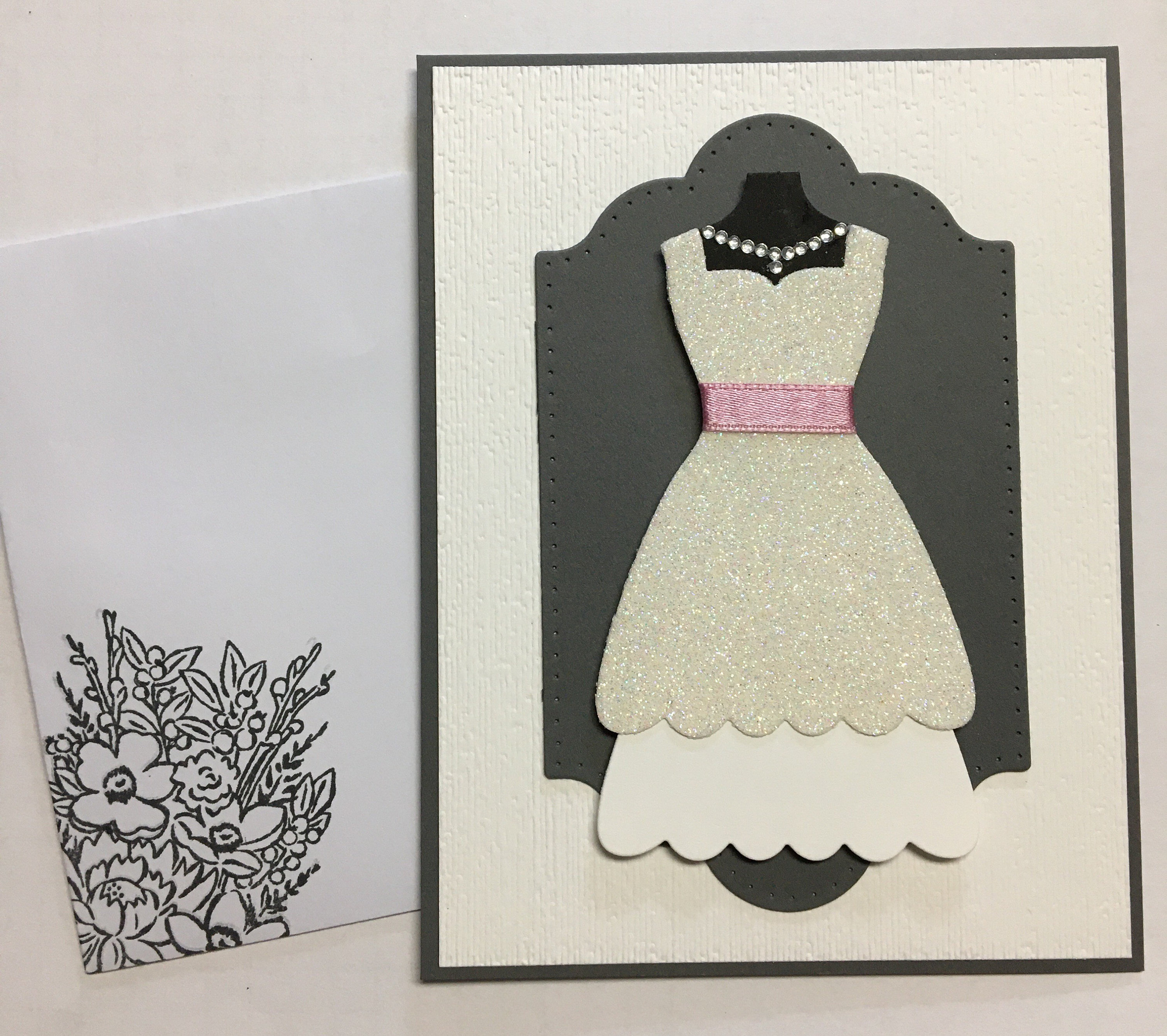 Handmade Bridal Shower Sparkly Mauve Dress Card - Etsy