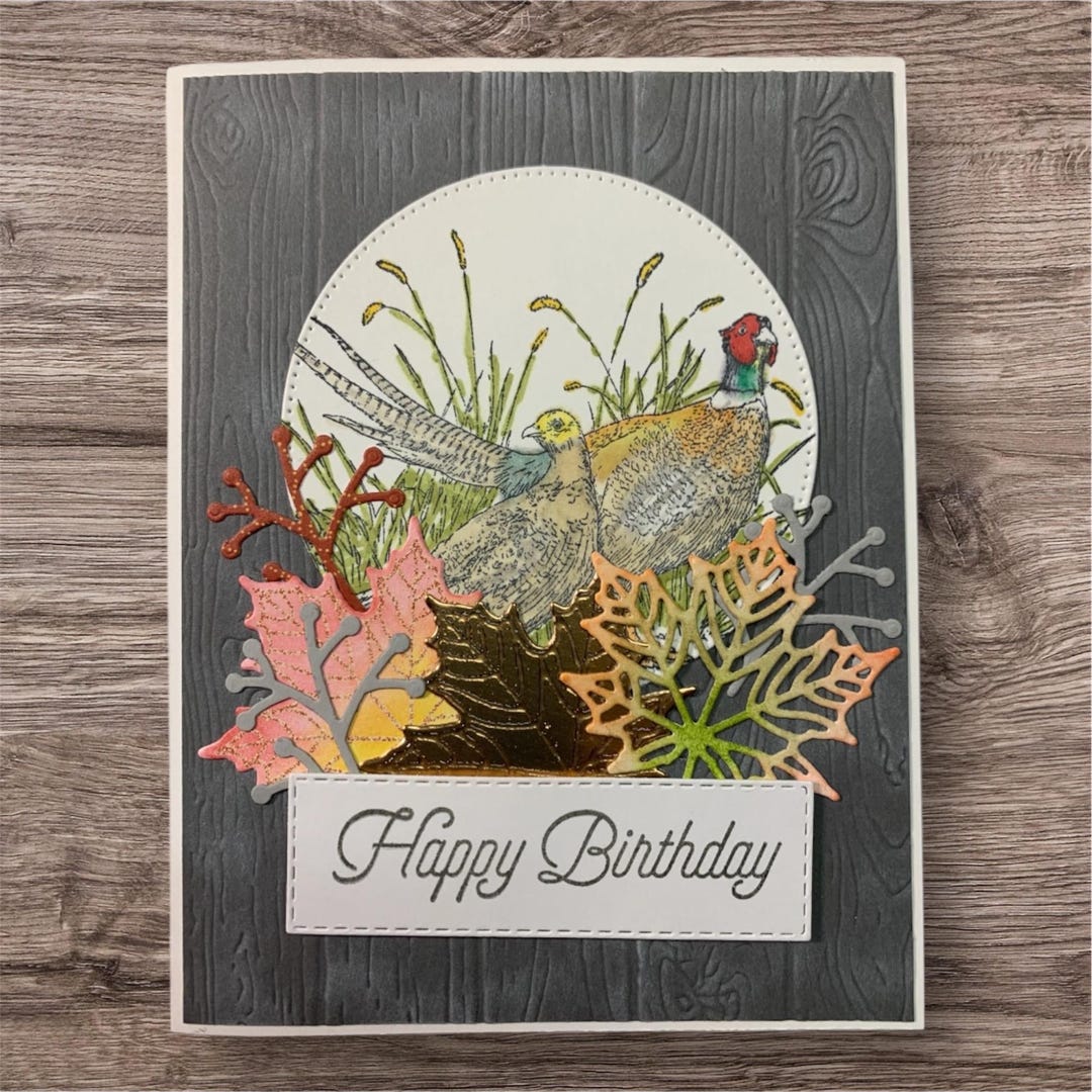 Handmade "happy Birthday" Fall Pheasant Card - Etsy