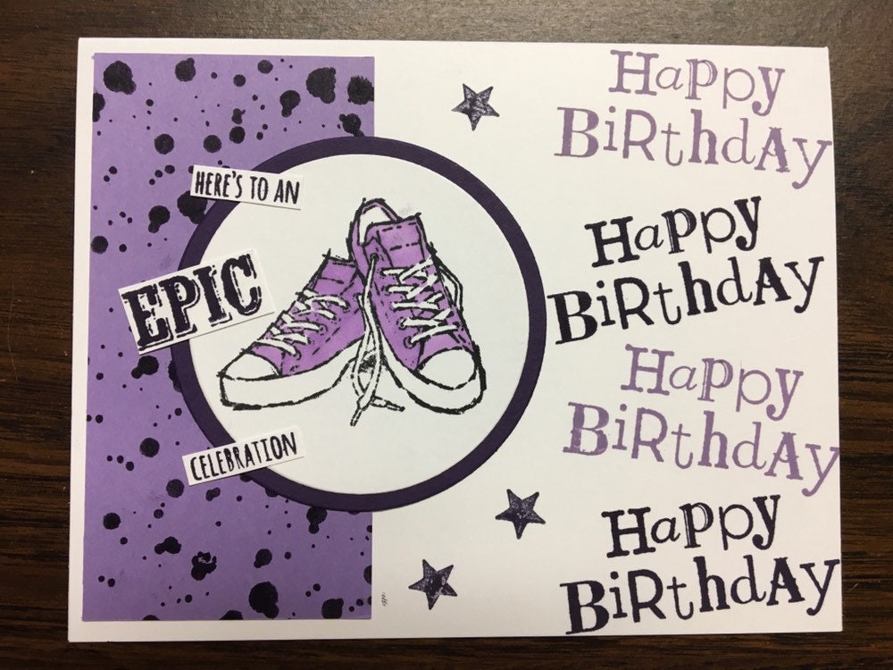 Handmade Happy Birthday Epic Celebration in Shades of Purple Card - Etsy