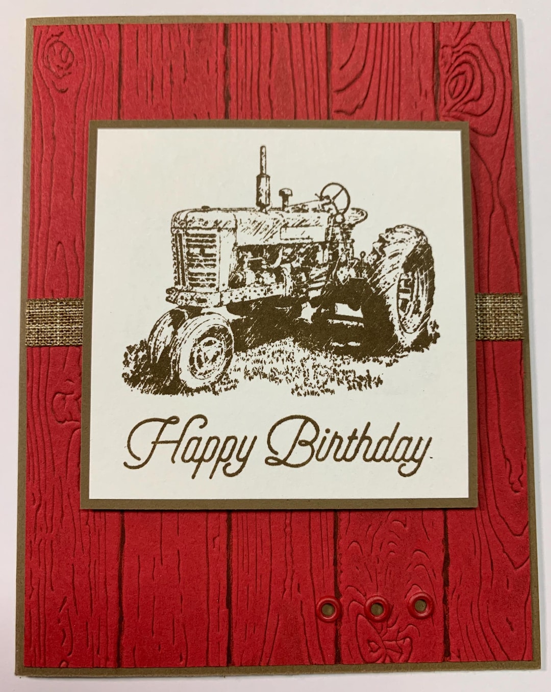 Handmade Happy Birthday Red Barn Tractor Card - Etsy