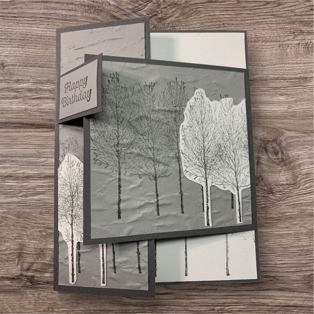 Handmade Happy Birthday Trees Card - Etsy