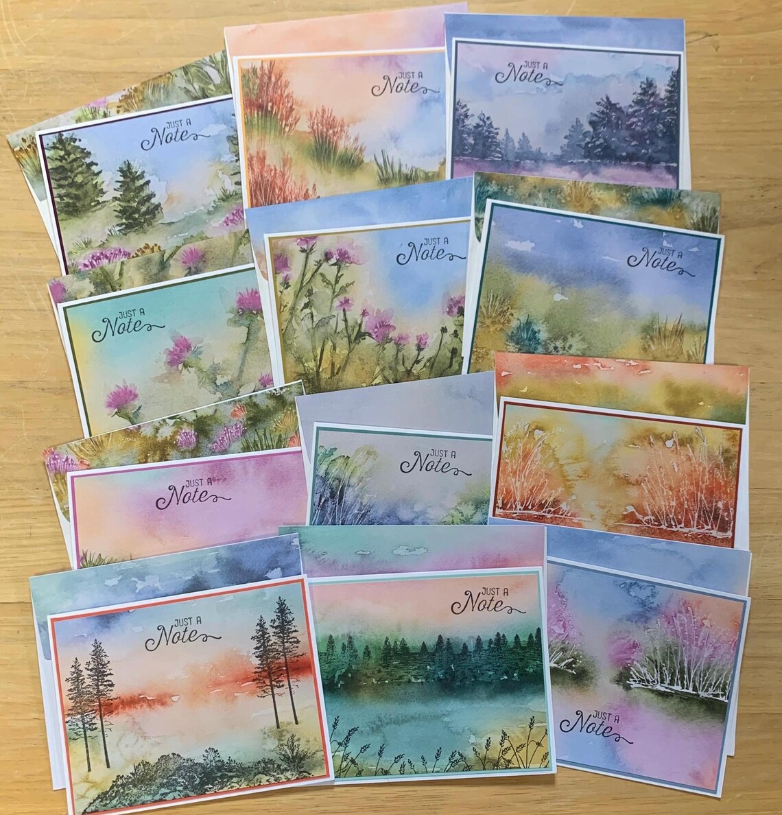 12 Handmade "just A Note" Cards - Etsy