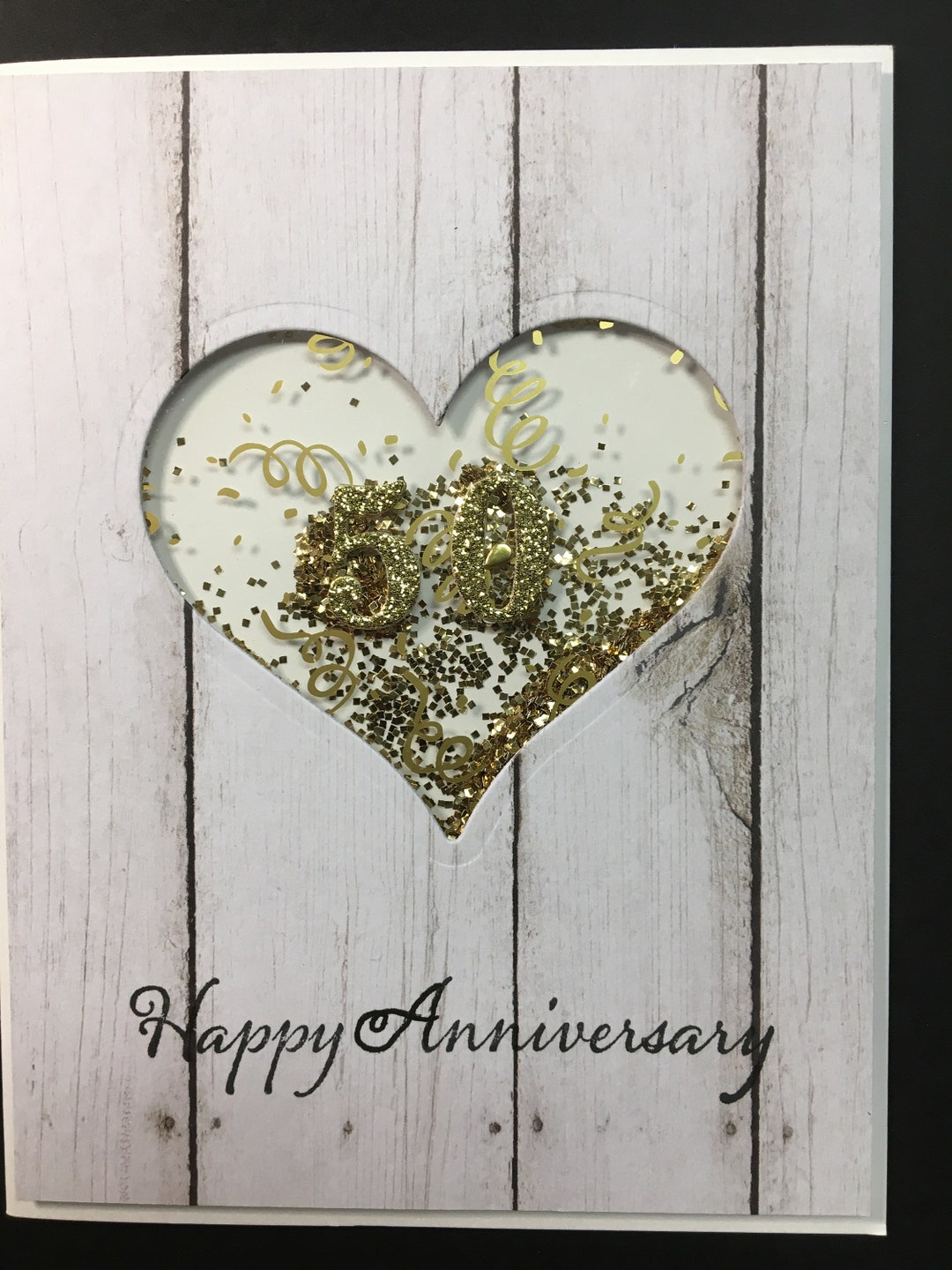 Handsome 50th Anniversary Heart Card - Etsy