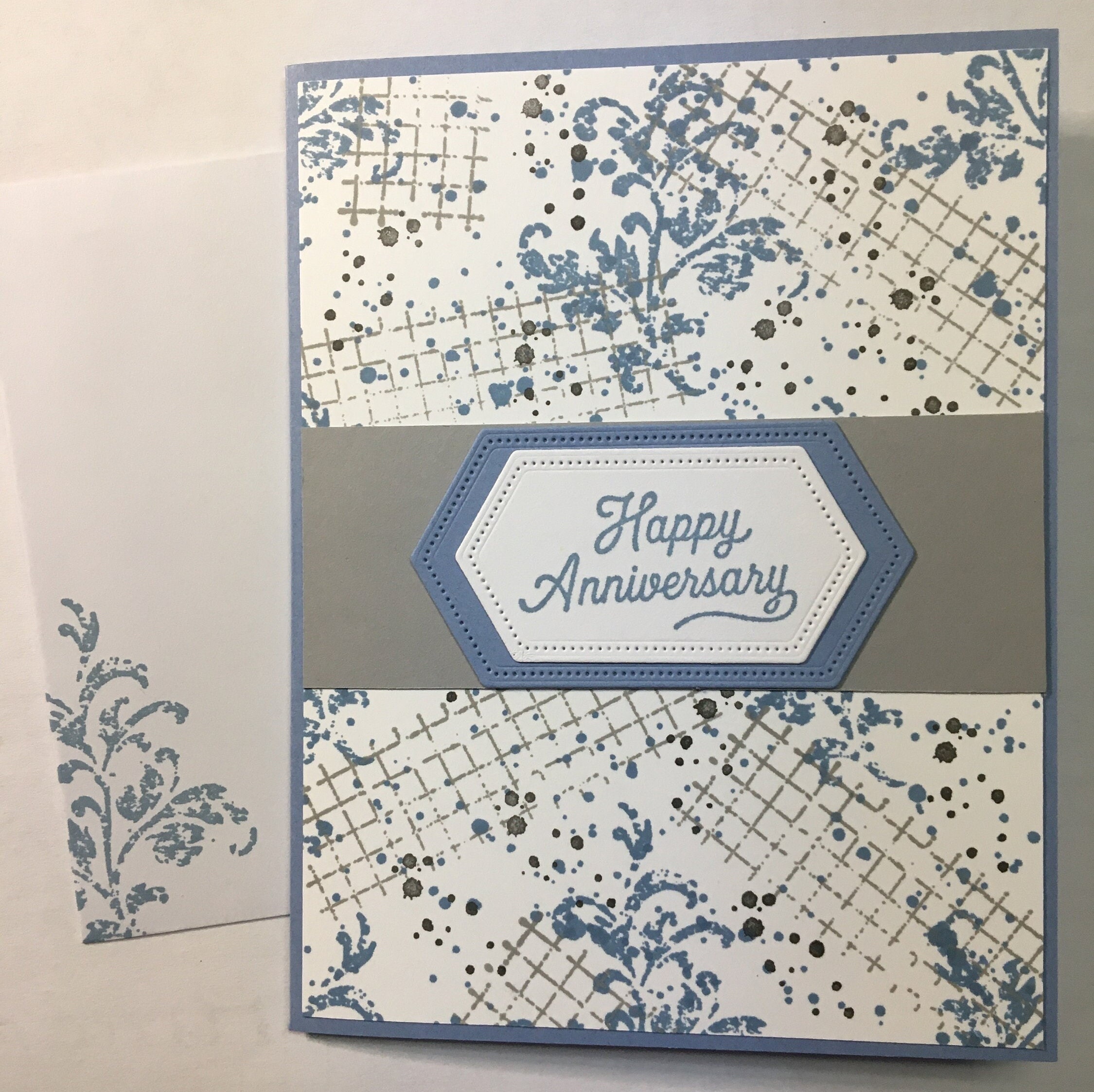 Handmade Happy Anniversary Blue/gray Card - Etsy