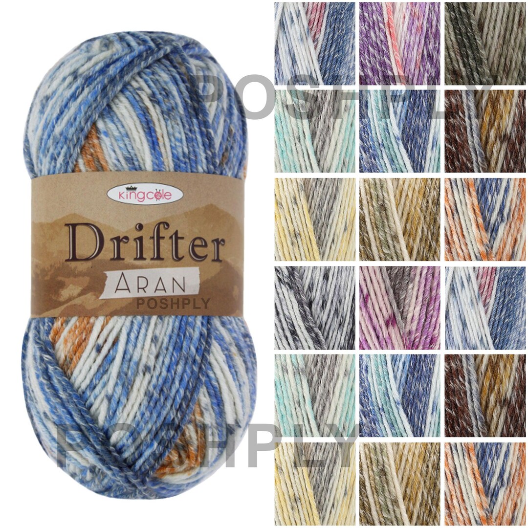 King Cole Drifter Aran Yarn Acrylic Cotton Blend, Variegated Self ...