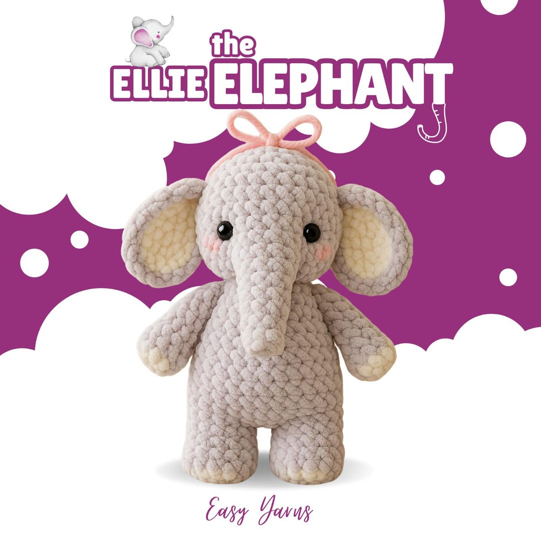 Amigurumi Elephant Crochet Pattern – PDF Stuffed Elephant Toy Tutorial ...