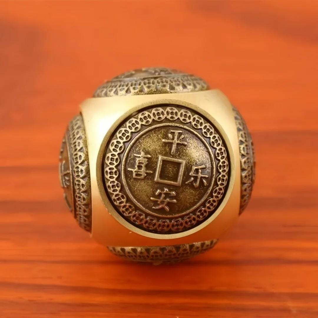 Brass Fortune Fidget Cube: Rotating Chinese Lucky Symbols Puzzle - Etsy