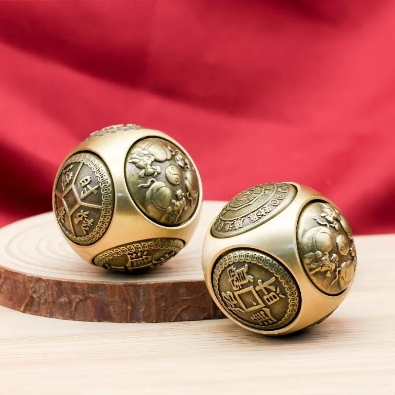 Brass Fortune Fidget Cube: Rotating Chinese Lucky Symbols Puzzle - Etsy