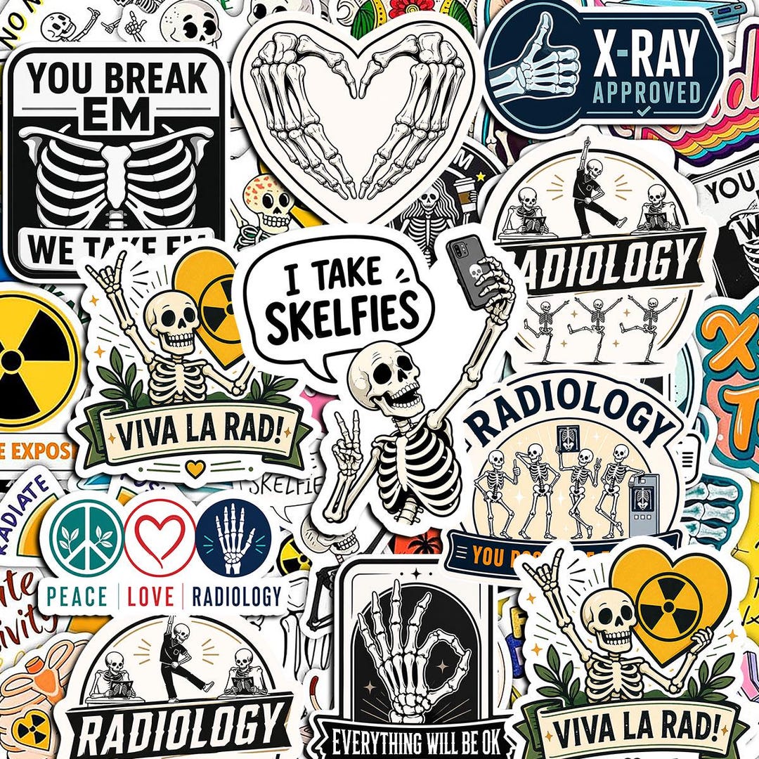 100PCS Radiology Sticker Pack, X Ray Skeleton Decals, Rad Tech Nurse ...