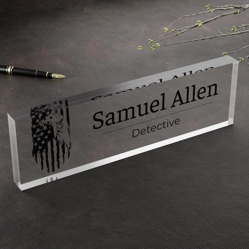 Police Officer Glass Office Desk Name Plate, Clear Chief of Police ...