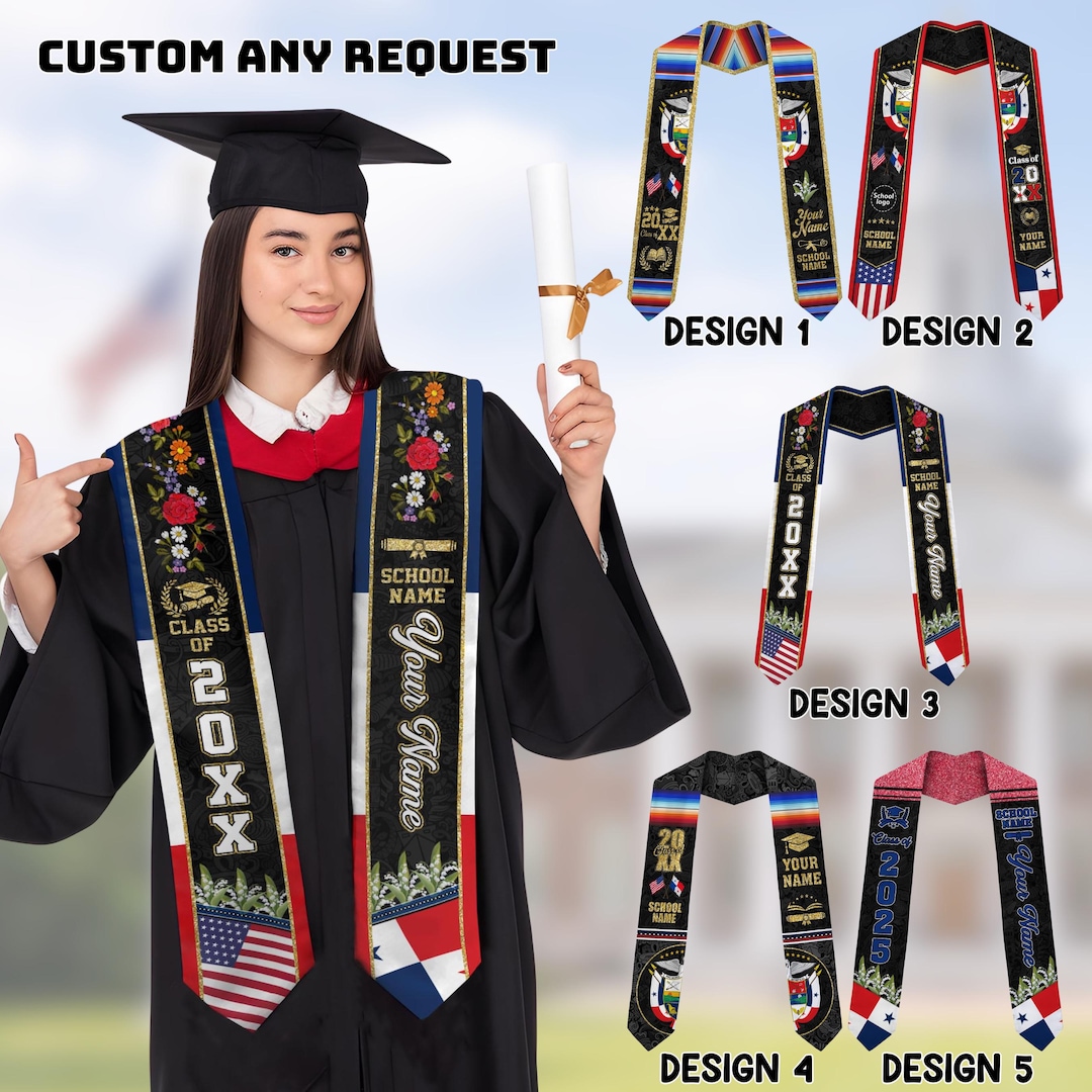 Personalized Panama Graduation Stole 2026, Custom Panamanian Sash ...