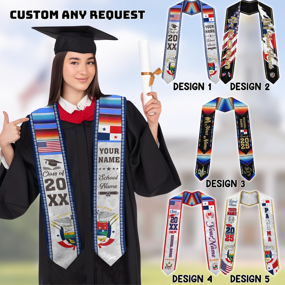 Personalized Panama Graduation Stole 2026, Custom Panamanian Sash ...