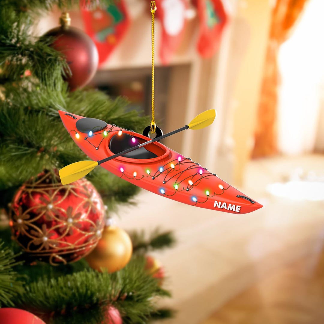 Personalized Kayak Ornament, Lake Kayaking Board Ornament, Kayak Gift ...