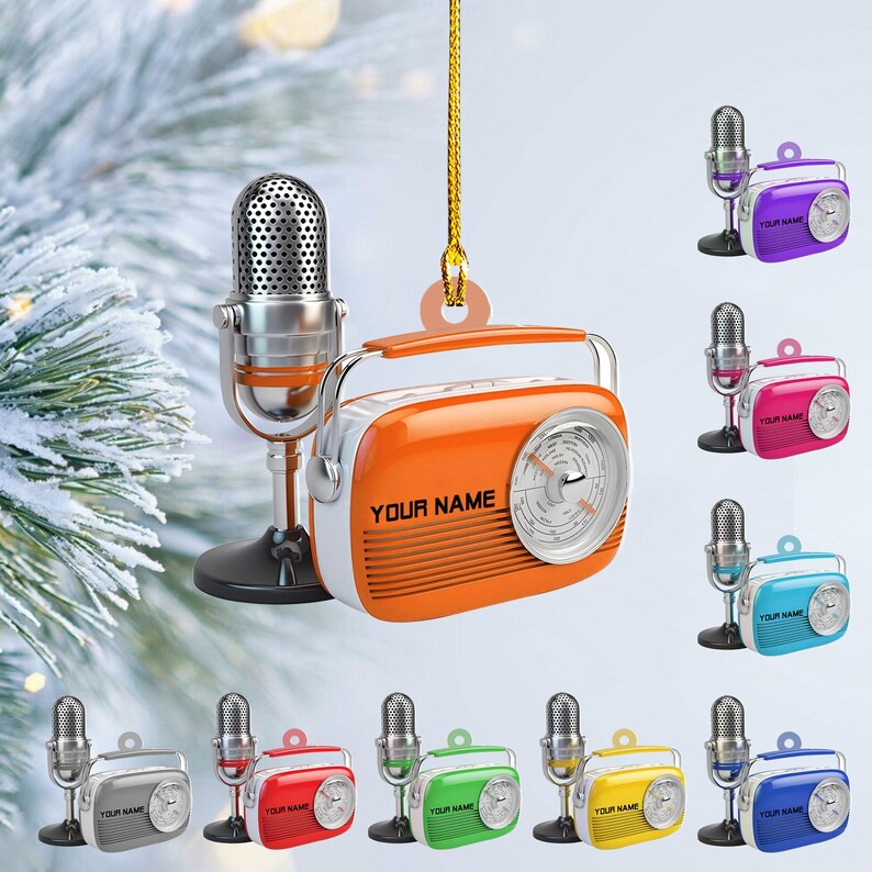 Vintage Microphone Ornament 2025 | Personalized Acrylic Ornament for ...