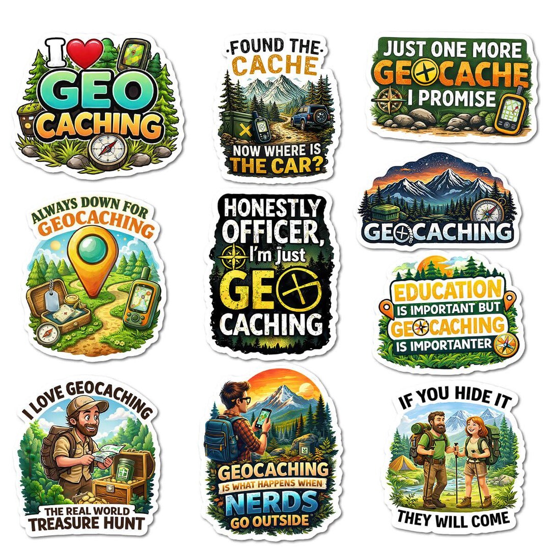 10pcs Geocaching Sticker Pack – Adventure Geocaching, GPS Explorer ...