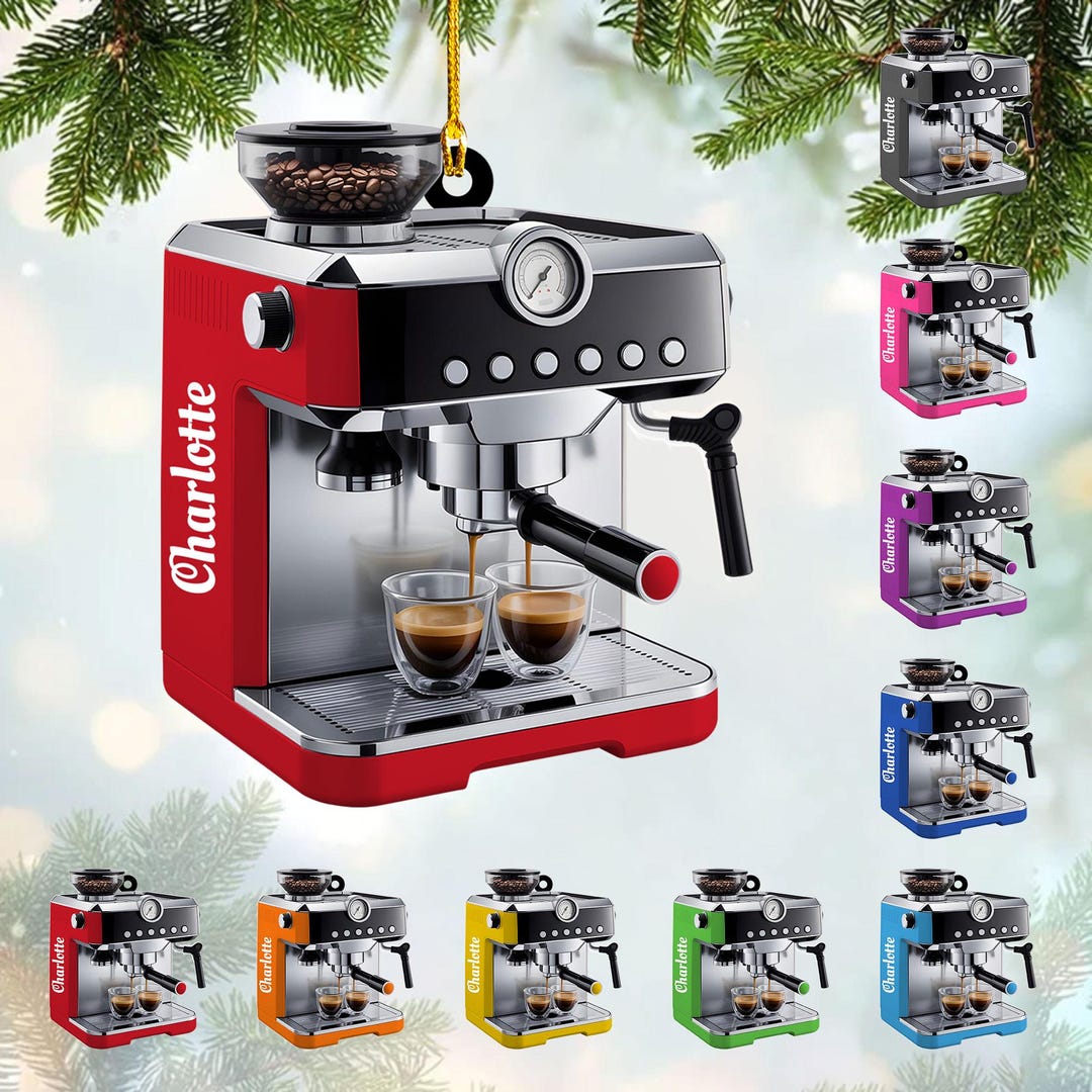 Personalized Espresso Machine Mini 2D Flat Ornament, Vintage Coffee ...