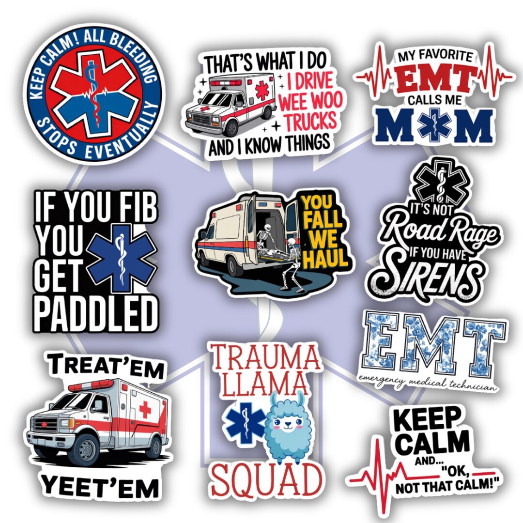 10 Pcs Emergency Medical Technician Stickers, EMT Stickers, Funny ...