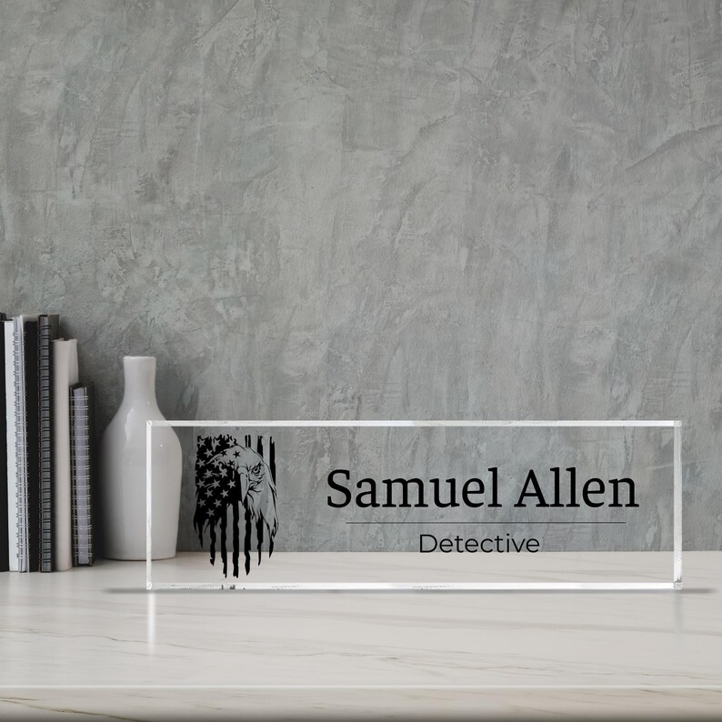 Police Officer Glass Office Desk Name Plate, Clear Chief of Police ...