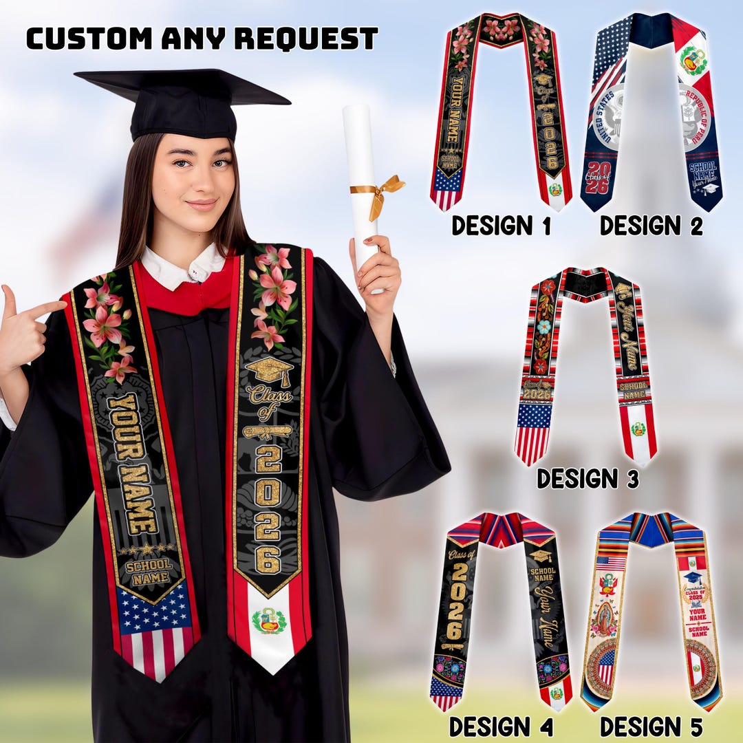 Personalized Peruvian Graduation Sash, Custom Peruvians American Flag ...
