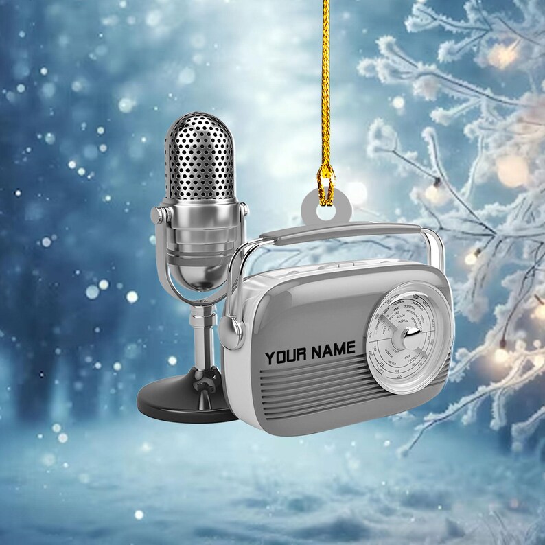 Vintage Microphone Ornament 2025 | Personalized Acrylic Ornament for ...
