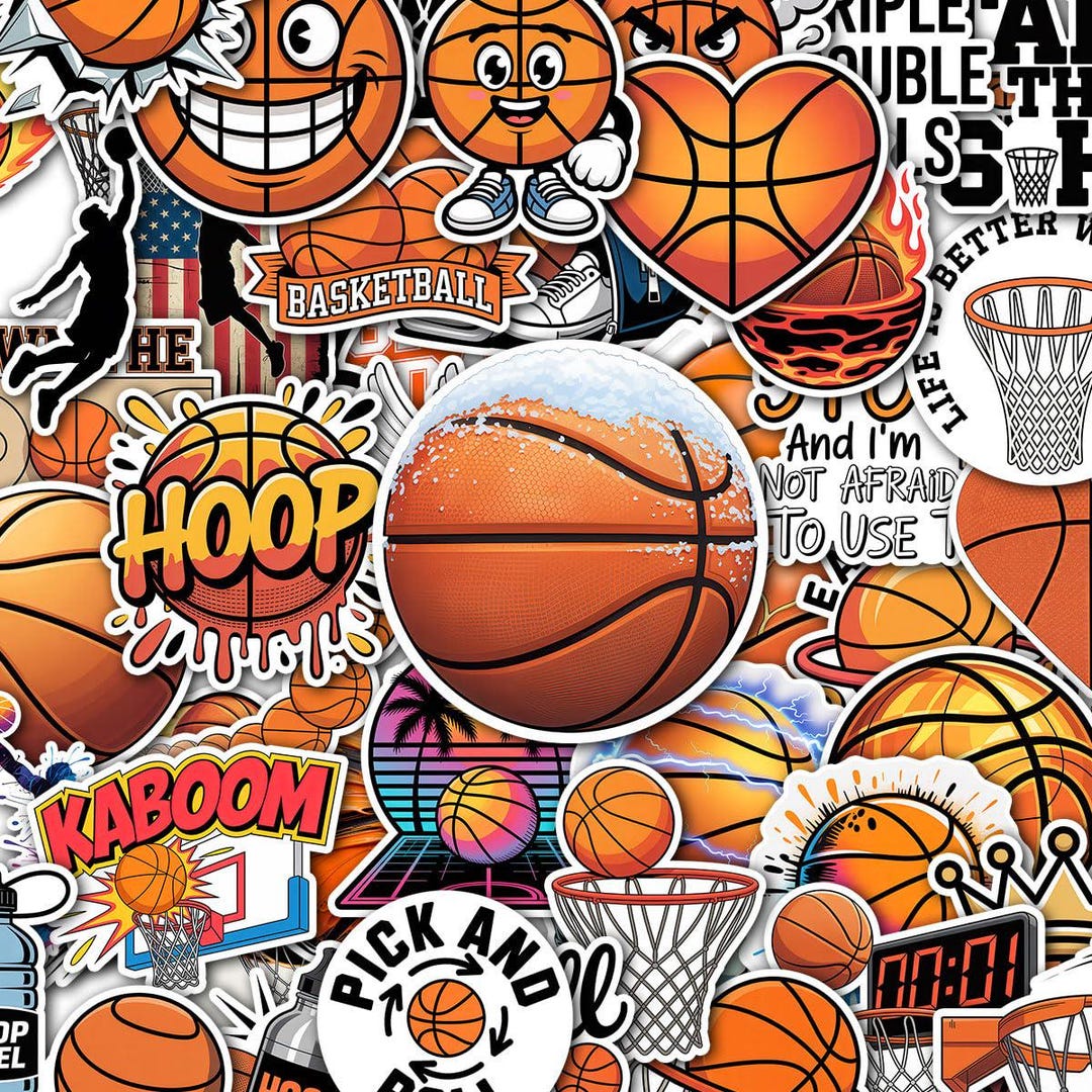 Basketball Sticker Pack 60pcs Decals Waterproof Vinyl Stickers for ...
