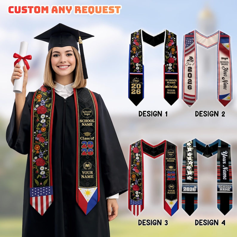 Customize Filipino Graduation Sash, Personalized Philippines Graduation ...