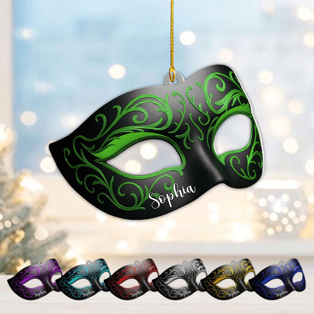 Masquerade Mask 2D Acrylic Ornament With Name, Personalized Carnival ...