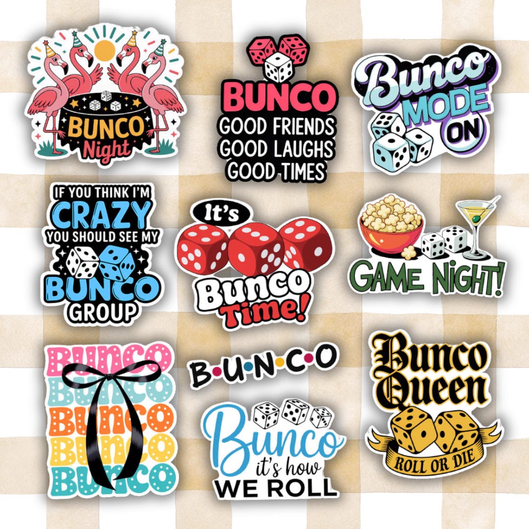 COMBO 10 PCS Bunco Stickers | Fun Bunco Game Vinyl Decal Pack of 10 ...