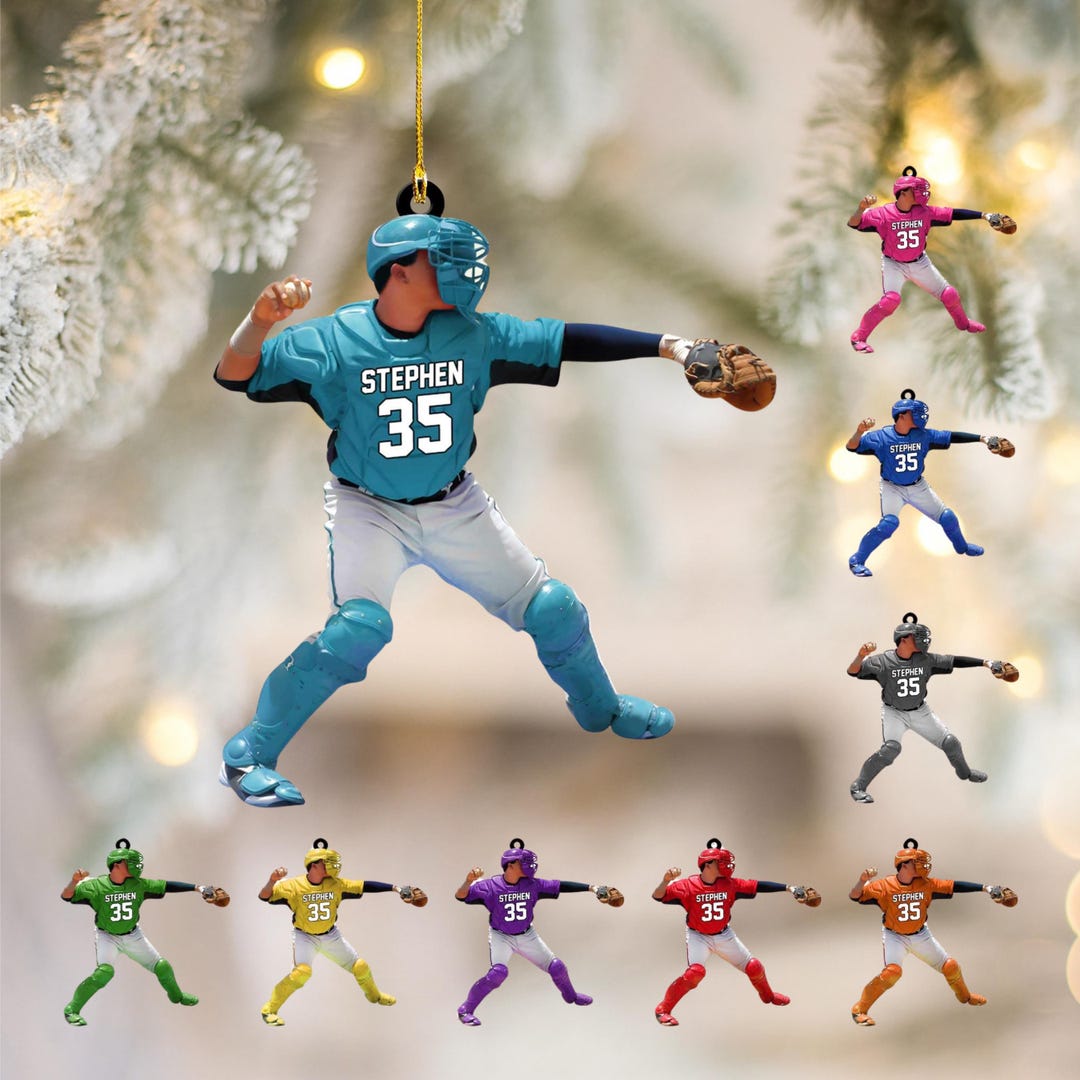 Personalized Baseball Player Christmas Ornament: Baseball Team Keepsake ...