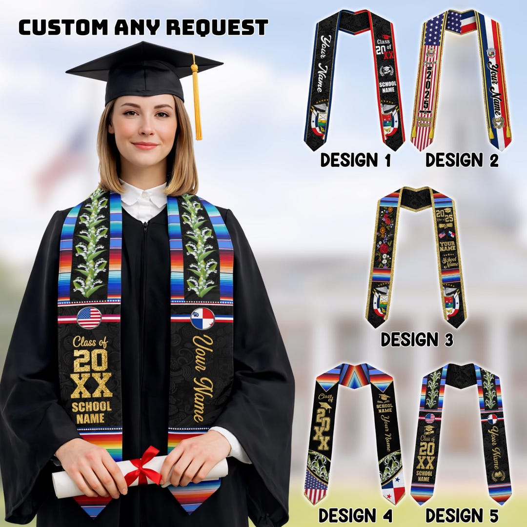 Personalized Panama Graduation Stole 2026, Custom Panamanian Sash ...