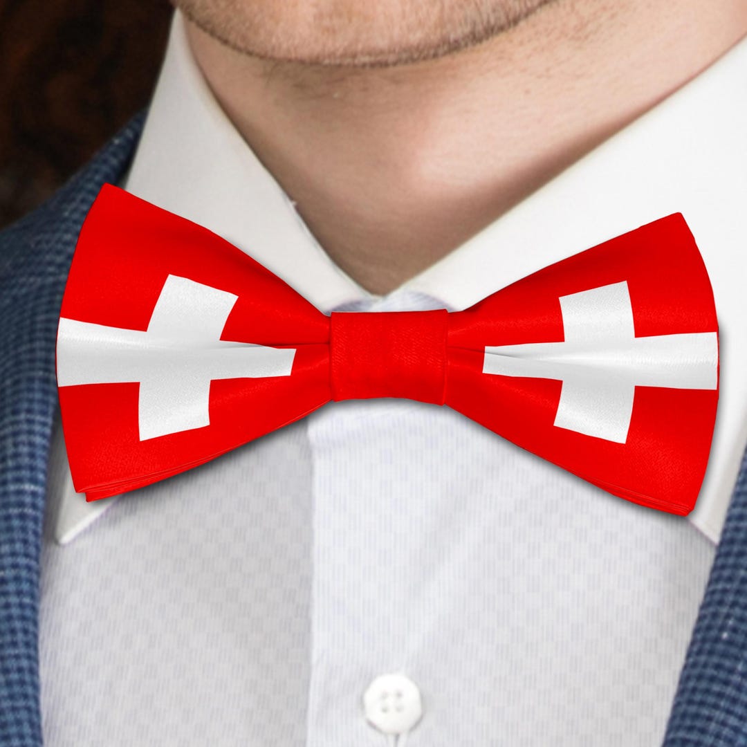Swiss Flag Bow Tie: Satin Butterfly Style (adjustable) - Etsy