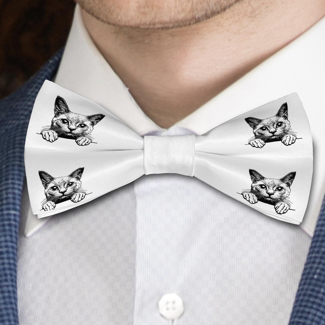 Cat Bow Tie: Stylish Korat Design - Handmade Satin Accessory - Etsy