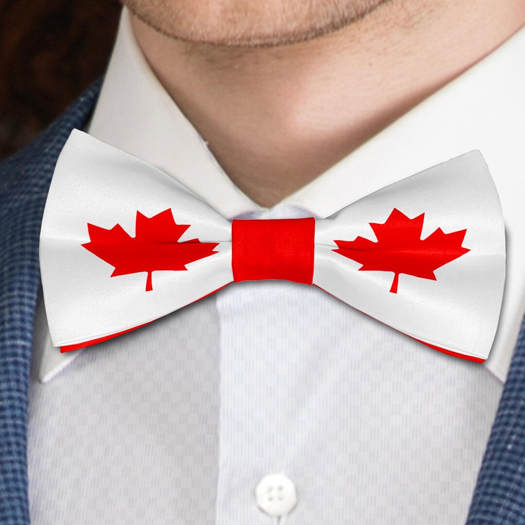 Canadian Flag Satin Bow Tie, Butterfly Style (adjustable Fit) - Etsy