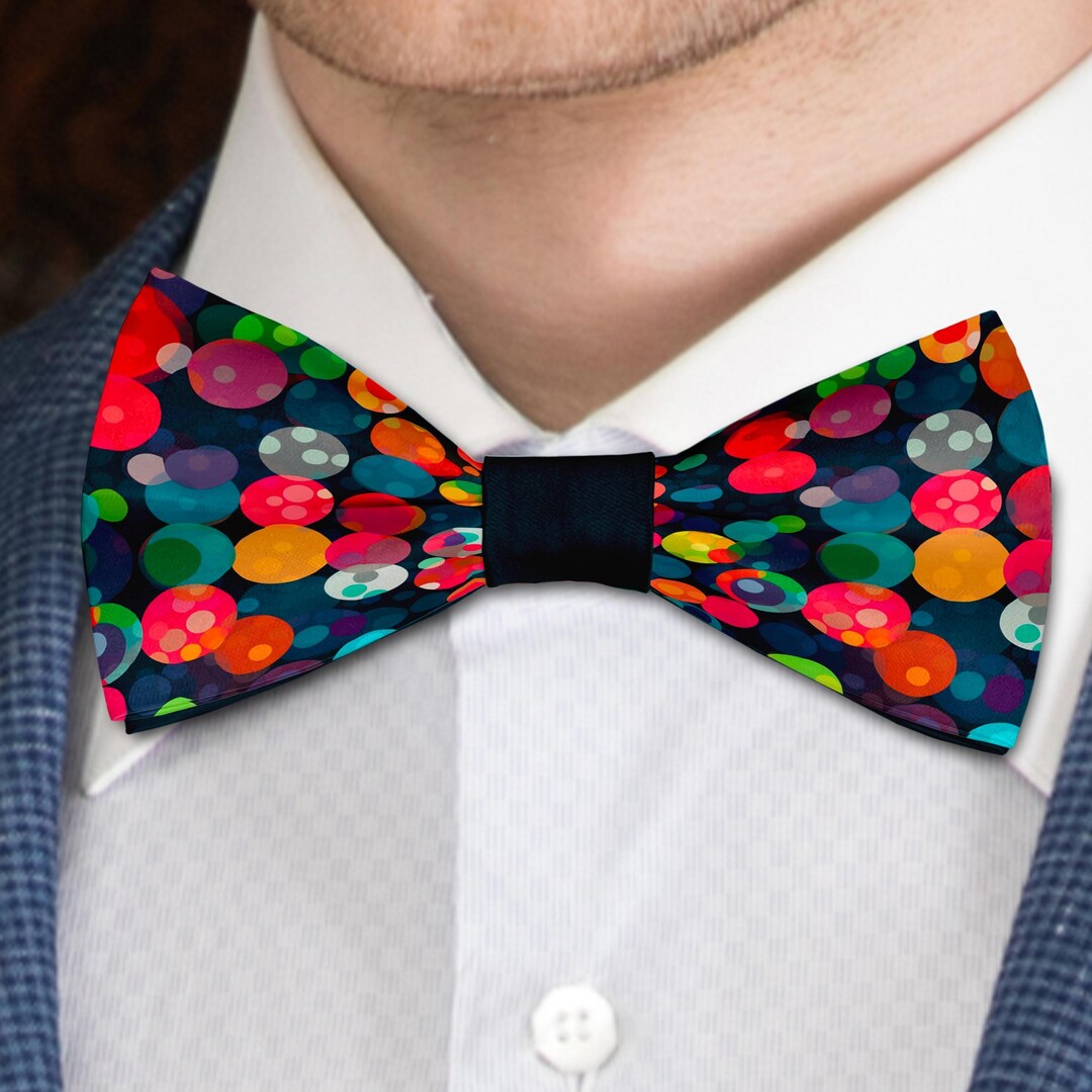 Rainbow Bow Tie: Polka Dot Design - Adjustable Satin Fabric - Etsy