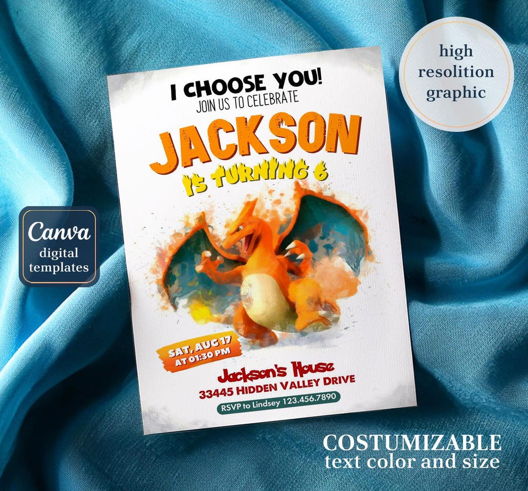 Pokemon Birthday Vmax Invite Template, Pokemone Birthday Invite ...