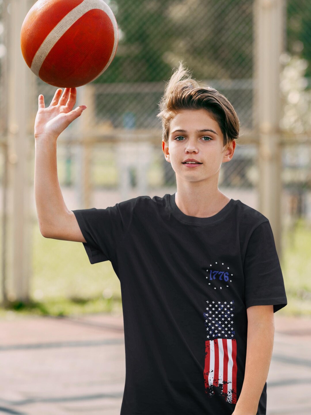 Patriotic Kids Tee 1776 American Flag Graphic Gift for Independence Day ...