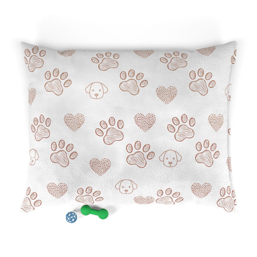 Cozy Paw Print Pet Bed - Soft & Stylish Dog Bed With Heart Design - Etsy