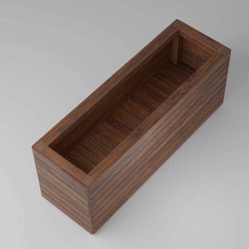 DIY Modern Rectangular Planter Box With Slats, Build Plans, Digitala ...