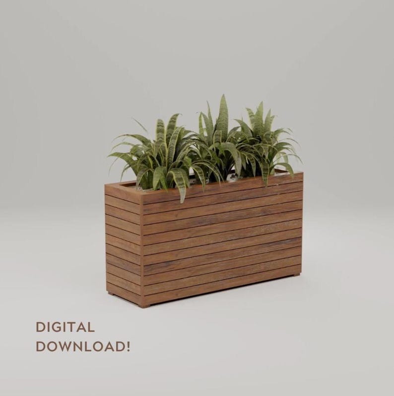 DIY Modern Rectangular Planter Box With Slats, Build Plans, Digitala Download - Etsy