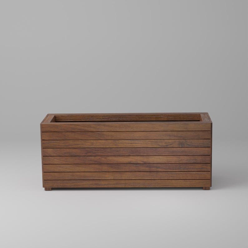 DIY Modern Rectangular Planter Box With Slats, Build Plans, Digitala ...