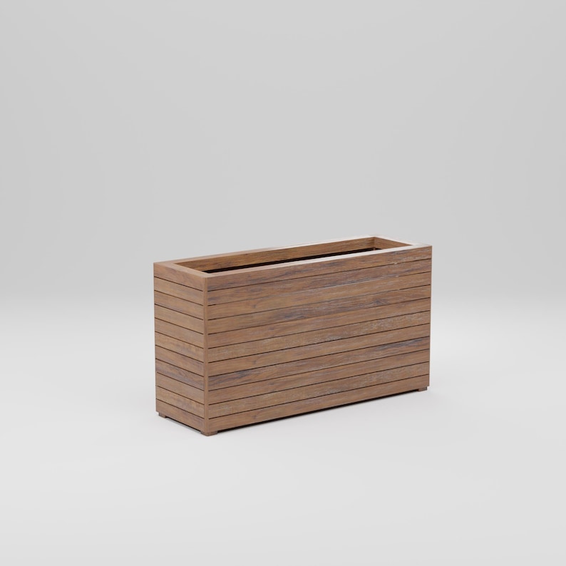 DIY Modern Rectangular Planter Box With Slats, Build Plans, Digitala ...