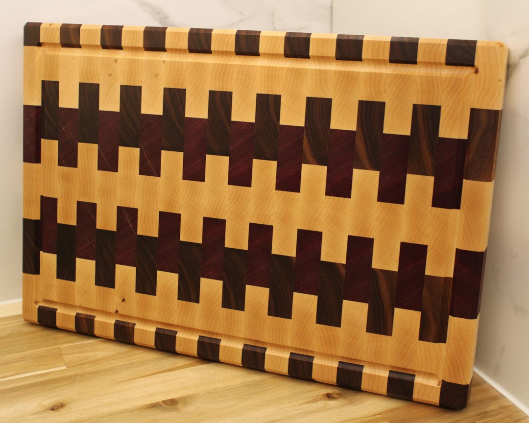 Walnut, Maple, and Purple Heart End Grain Cutting Board - Etsy