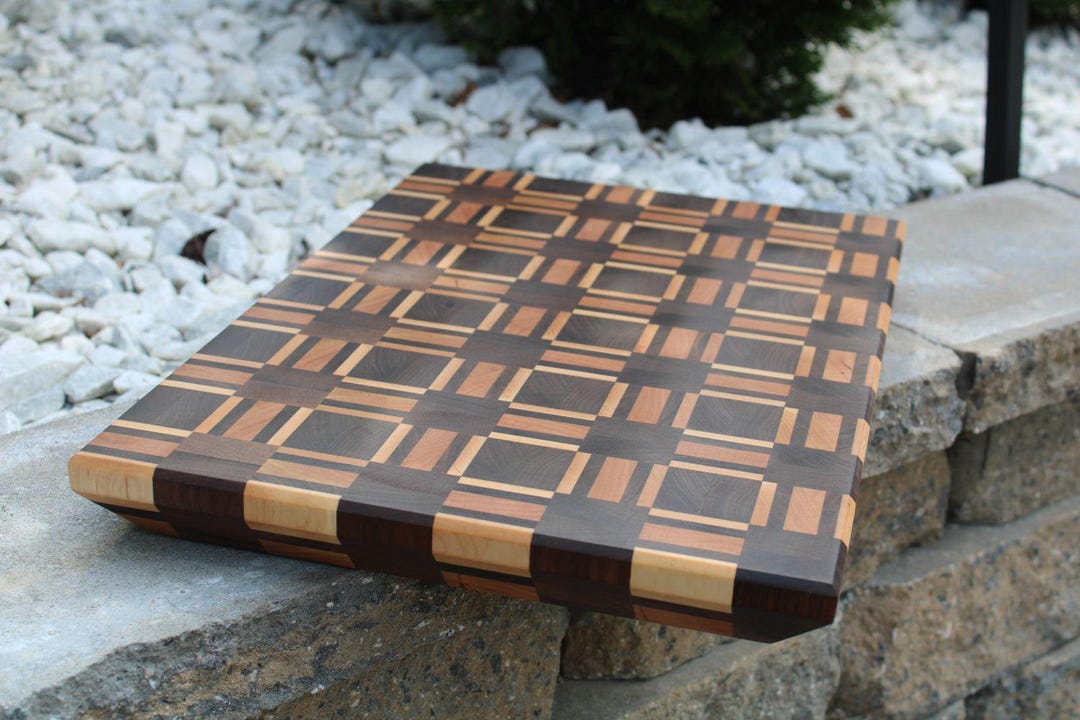Walnut Maple and Cherry End Grain Checker Cutting Board - Etsy