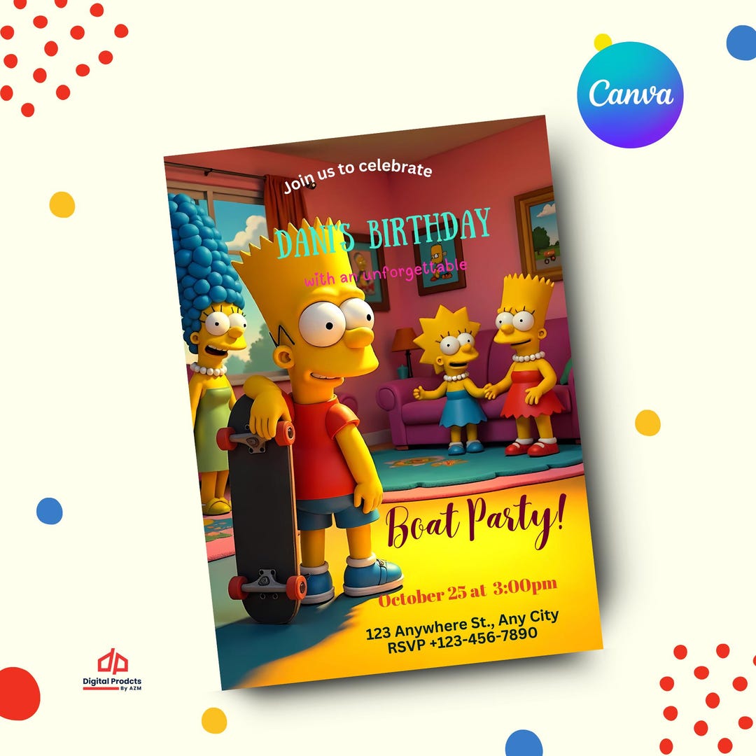 Simpson Birthday Invite | Editable Birthday Invite | Simpson Birthday ...