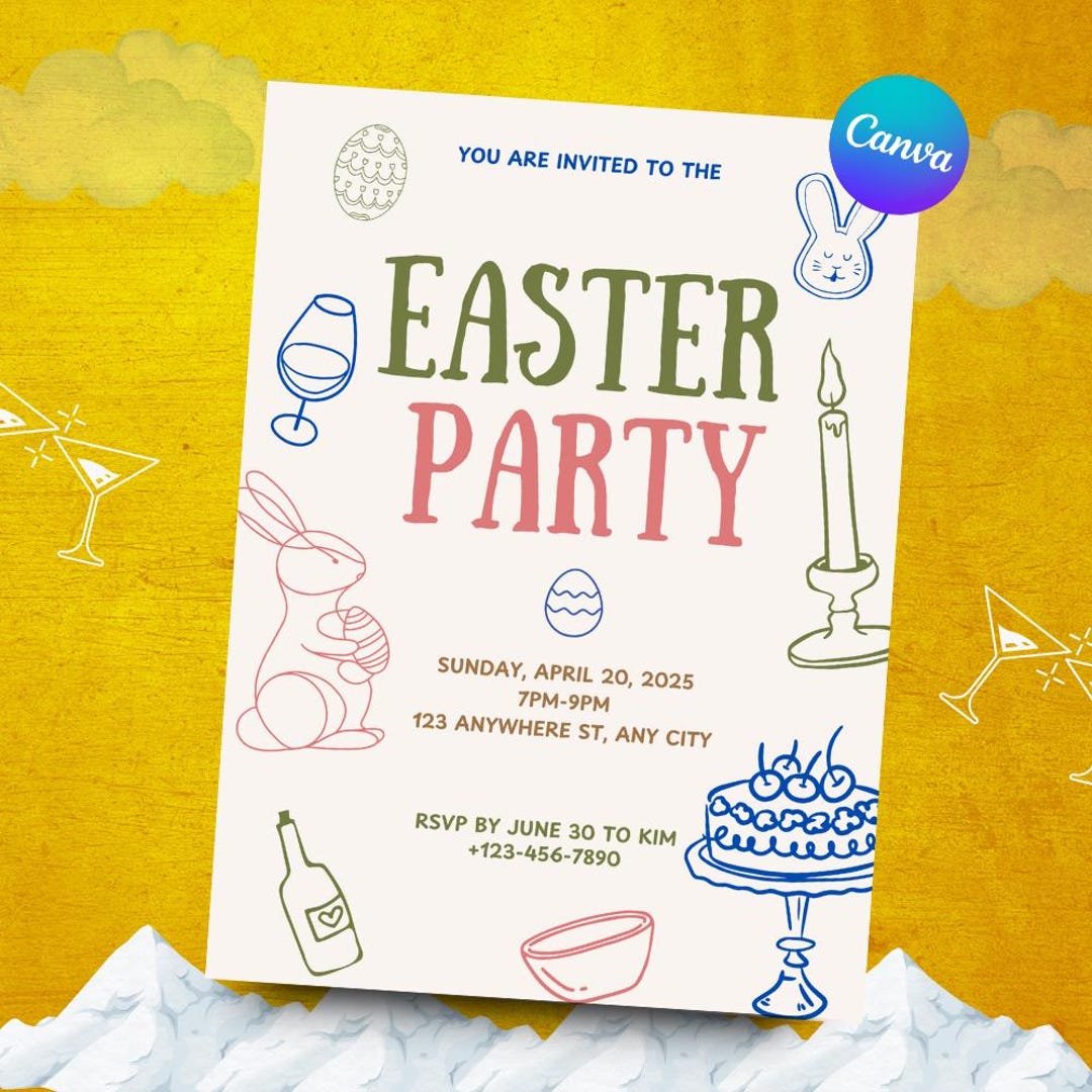 Editable Easter Party Invitation | Party With My Peeps | Happy Rabbit ...