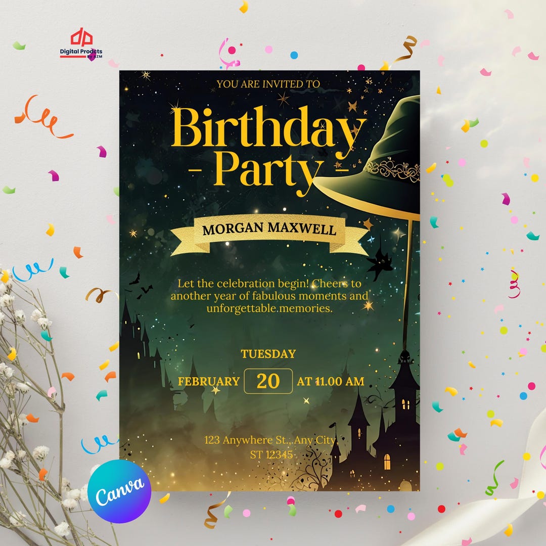 Magic Birthday Party Invitation |editable Template |instant Download - Etsy
