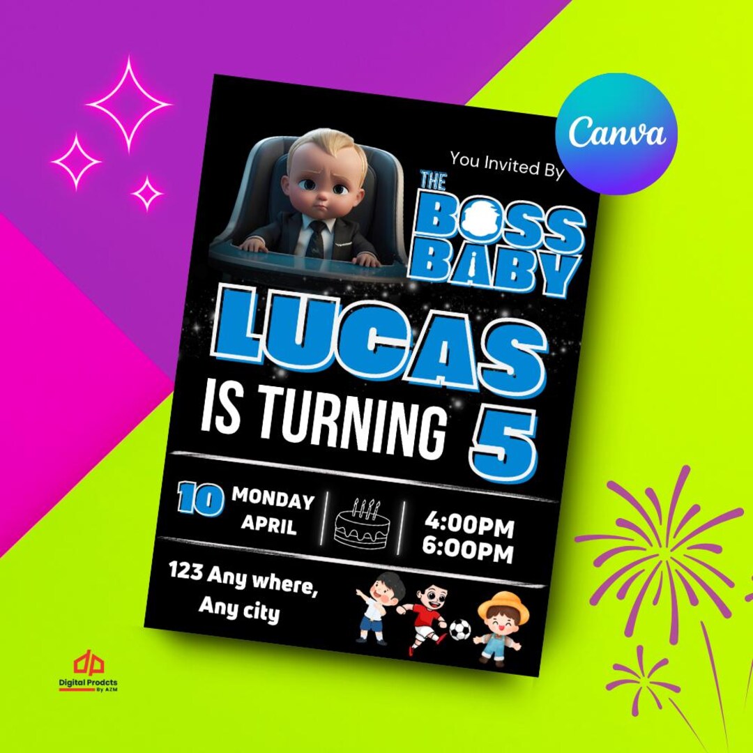 Editable Baby Boss Birthday Invitation | Boss Baby Party Invite ...